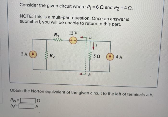 Solved Consider the given circuit where R1 = 6 N and R2 = 4 | Chegg.com