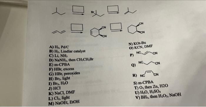 Solved letter corresponding to the appropriate reagent from | Chegg.com