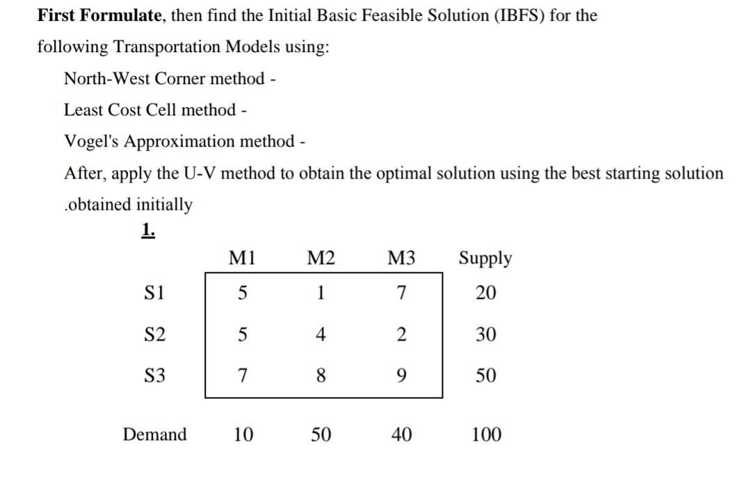 Solved First Formulate, then find the Initial Basic Feasible | Chegg.com