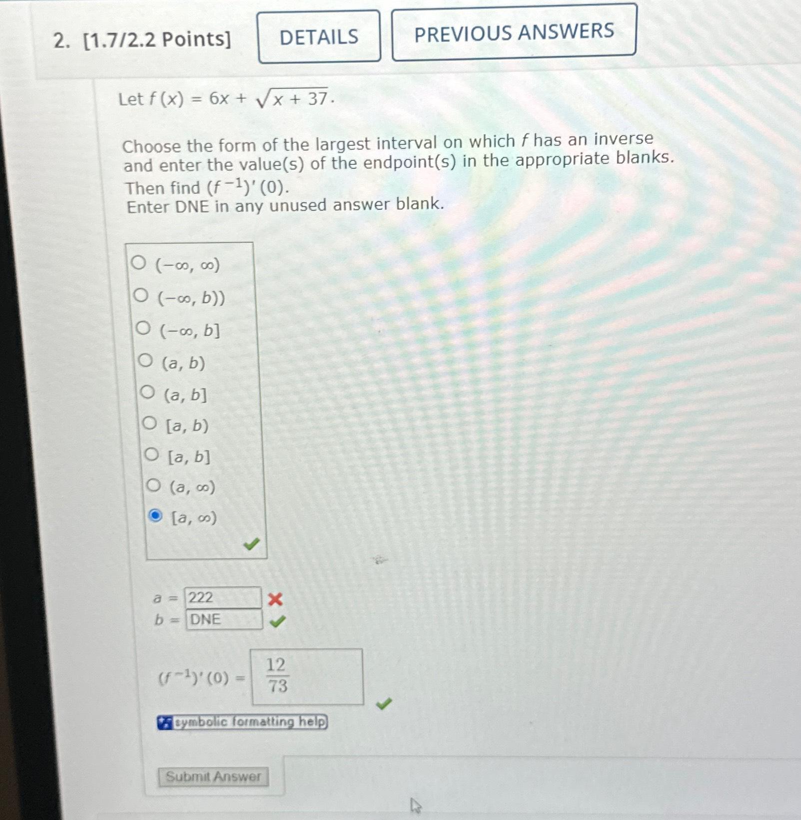 Solved Points]Let f(x)=6x+x+372Choose the form of the | Chegg.com