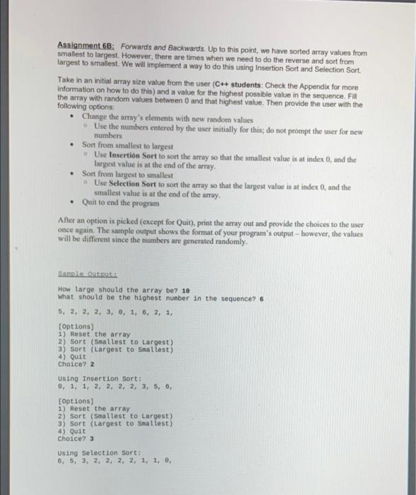 Solved Assignment 6B: Forwards and Backwards Up to this | Chegg.com