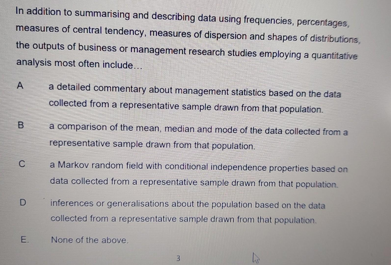 Solved In addition to summarising and describing data using | Chegg.com