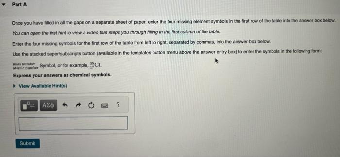 Solved In this form the mass number, 35 , is a stacked | Chegg.com