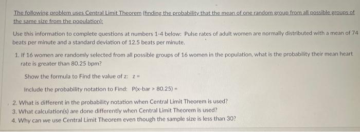 Solved The following problem uses Central Limit Theorem | Chegg.com