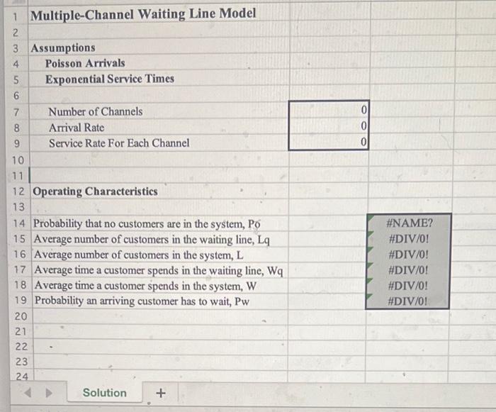 Solved 1 Multiple-Channel Waiting Line Model 4 Poisson | Chegg.com