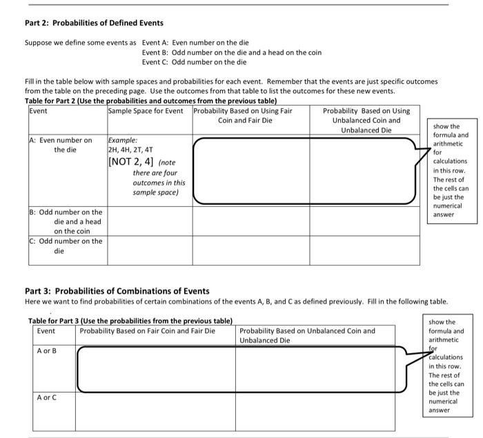 Solved Part 2: Probabilities of Defined Events Suppose we | Chegg.com