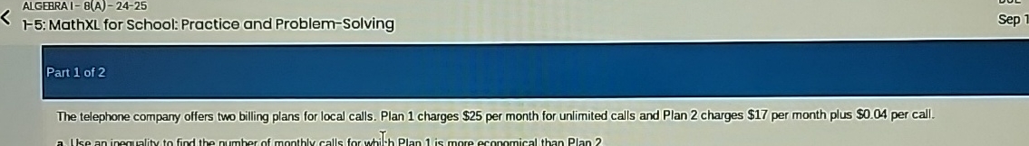 Solved ALGERRAI-8(A)-24-251-5: MathXL for School: Practice | Chegg.com