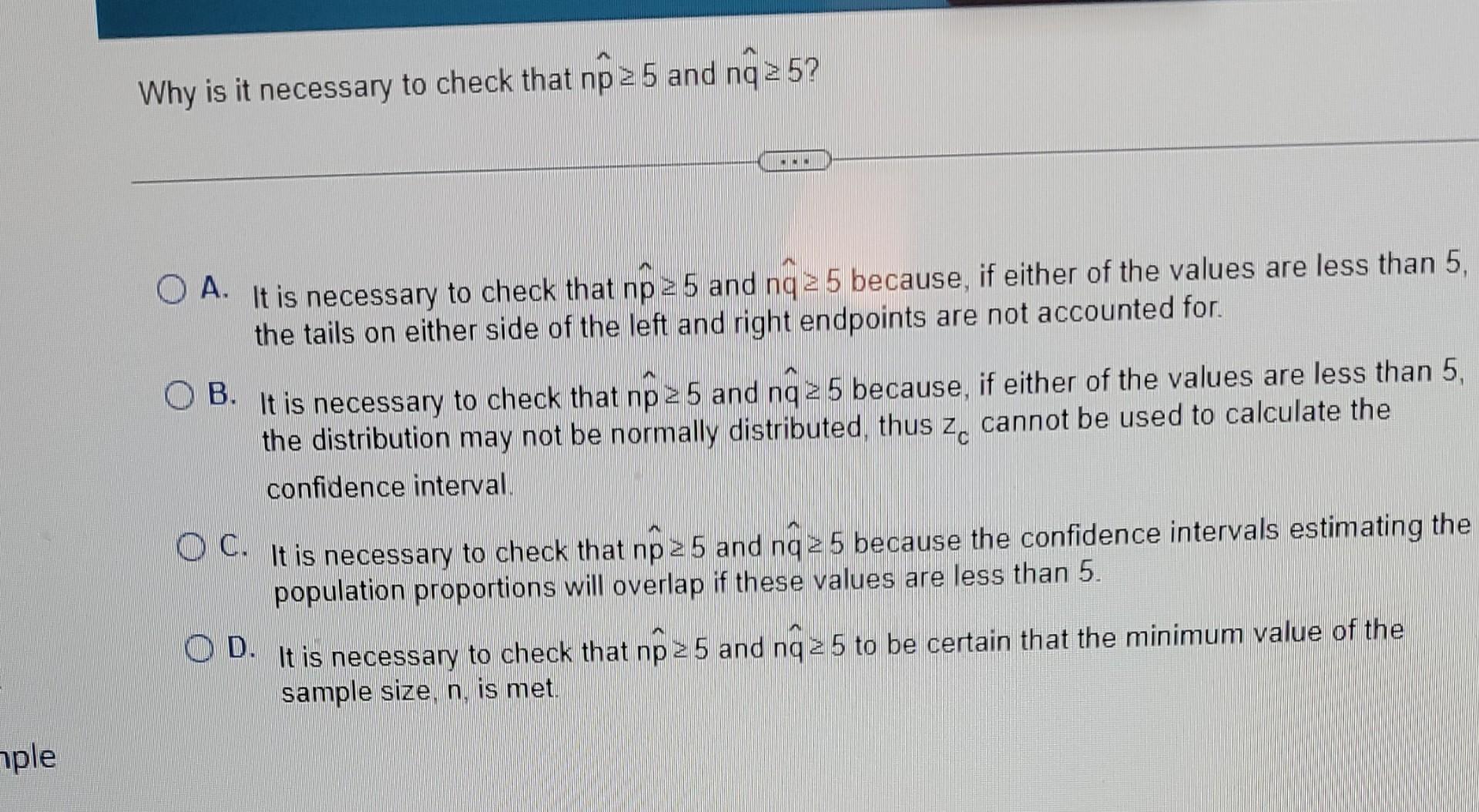 Solved Why is it necessary to check that np 5 and ng : 5? | Chegg.com