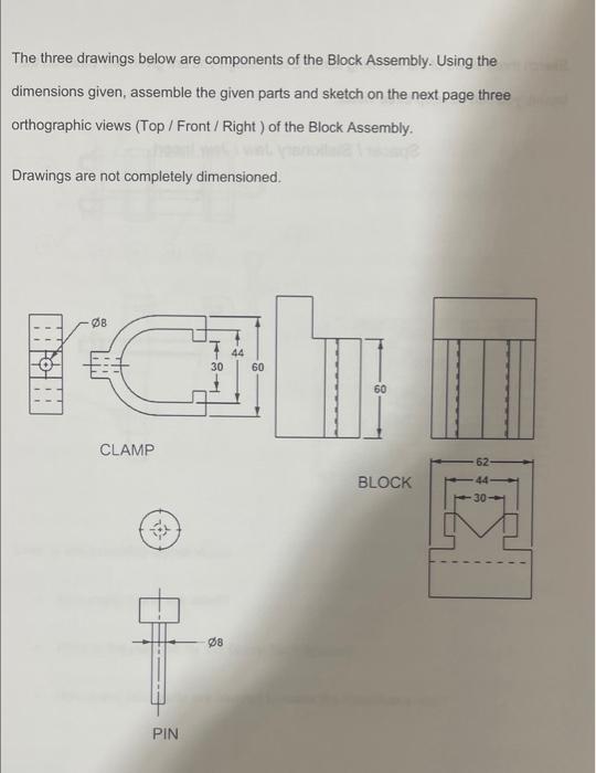 Solved The three drawings below are components of the Block | Chegg.com