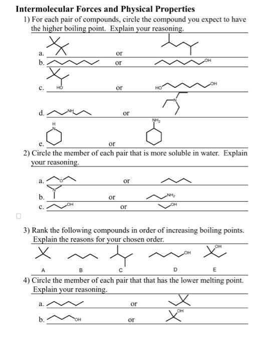 Solved Intermolecular Forces and Physical Properties 1) For | Chegg.com