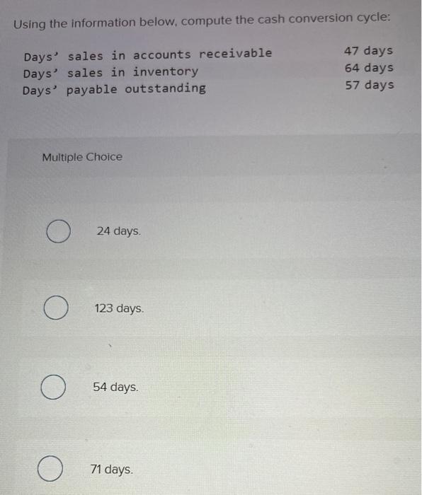 Solved Using the information below, compute the cash | Chegg.com