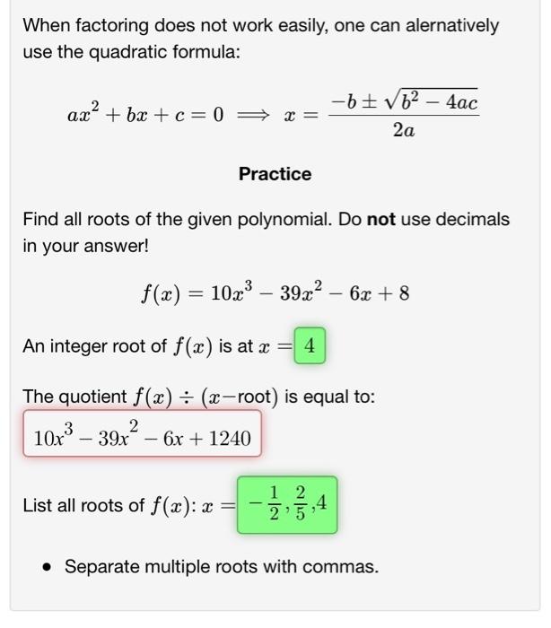 Solved Find all roots of the given polynomial. Do not | Chegg.com