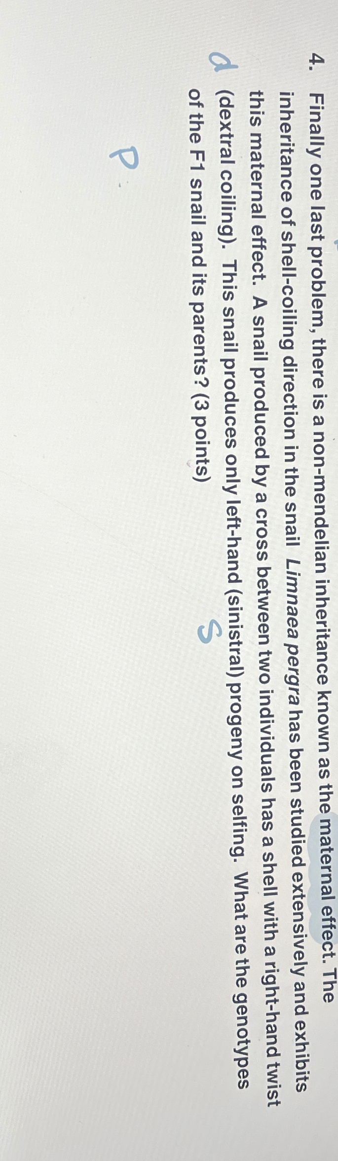 Solved Finally one last problem, there is a non-mendelian | Chegg.com
