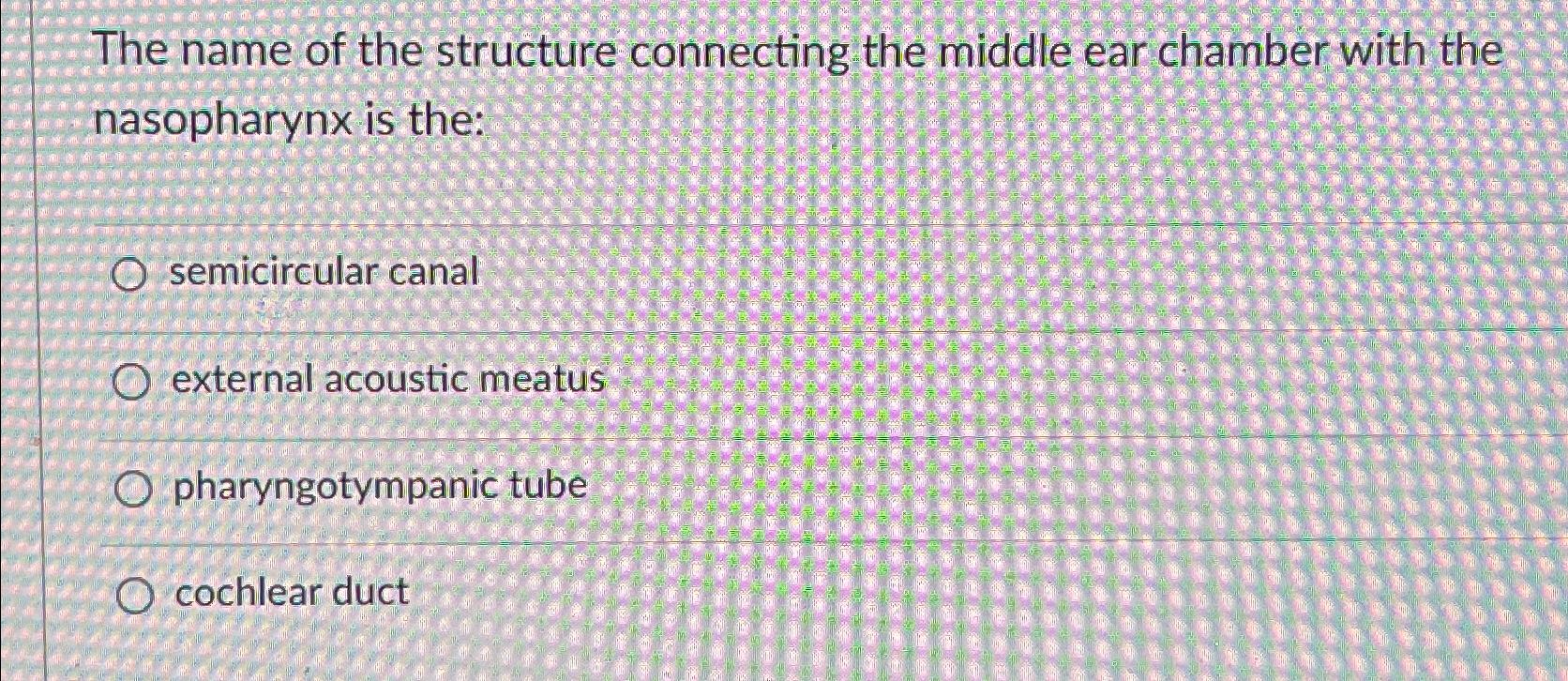 Solved The name of the structure connecting the middle ear | Chegg.com