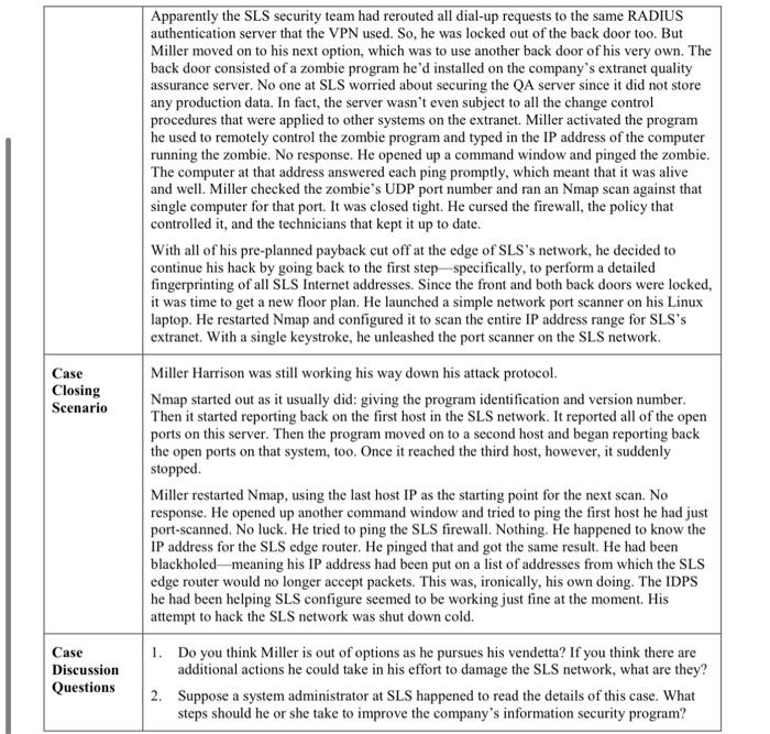 Solved Security Technology Miller Harrison was going to make | Chegg.com