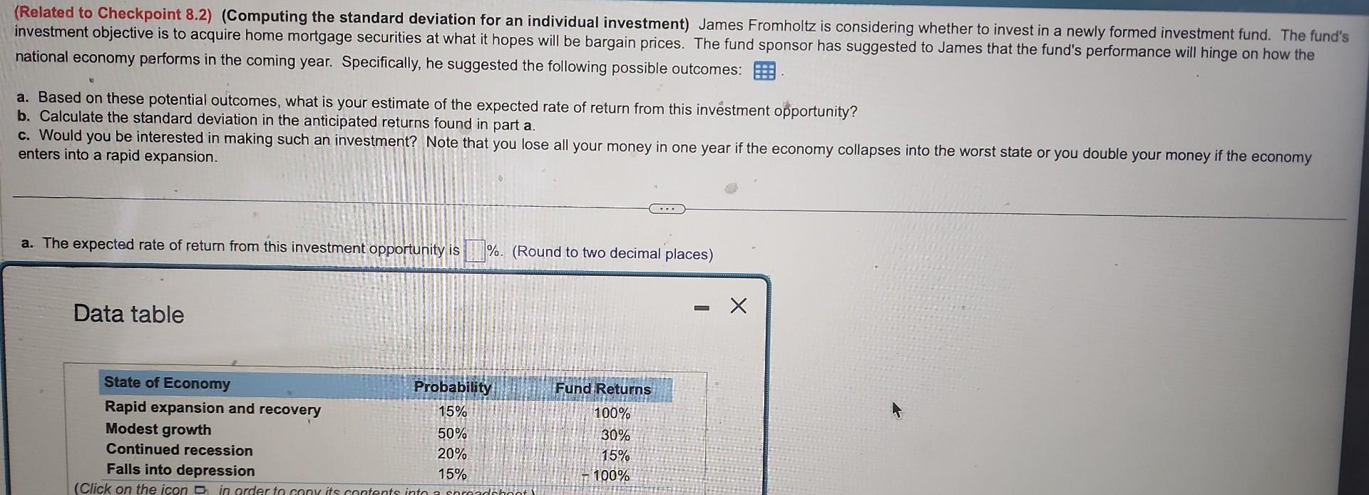 Solved (Related to Checkpoint 8.2) (Computing the standard | Chegg.com