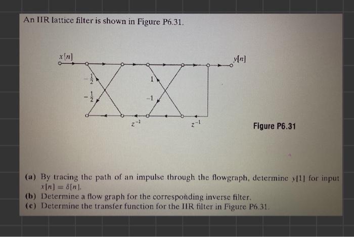 Solved An IIR lattice filter is shown in Figure P6.31. gure | Chegg.com