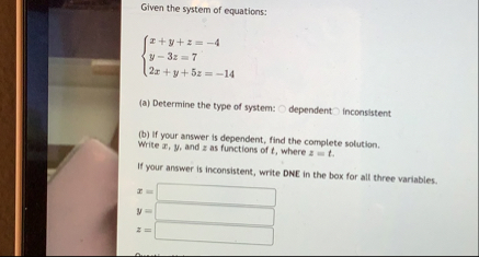 Solved Given the system of | Chegg.com