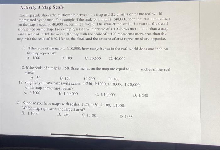 Solved The map seale shows the relationship between the map | Chegg.com