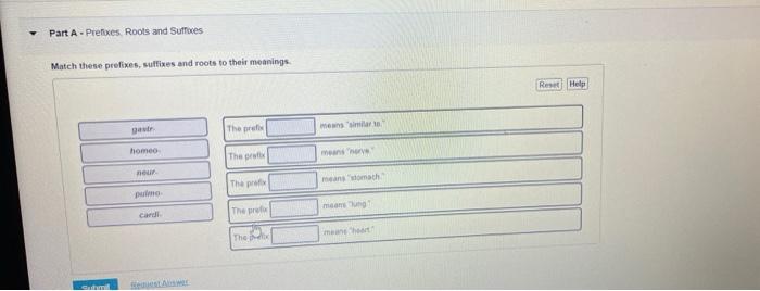 Solved Match these prefixes, sulfixes and roots to their | Chegg.com