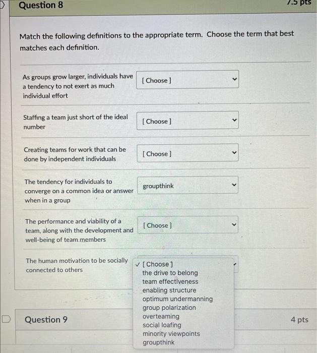 Solved Match the following definitions to the appropriate | Chegg.com
