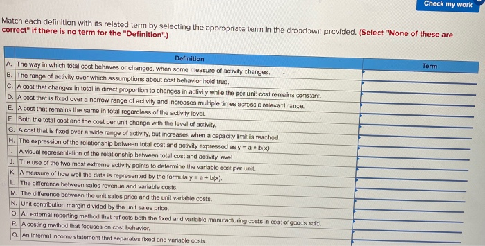 Solved Match each definition with its related term by | Chegg.com