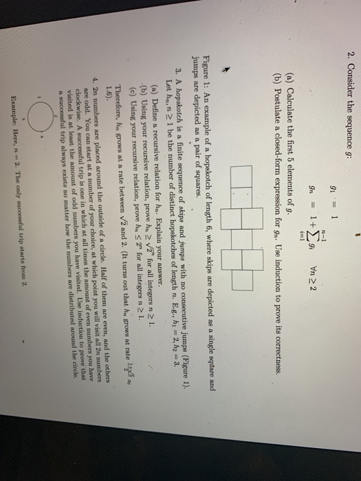Solved 2. Consider the sequence g: 91 = 1 n-1 9n = 1+ Vn2 | Chegg.com