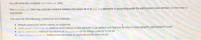 Solved Sortedlist 1 Import Javautil 2 Write The 