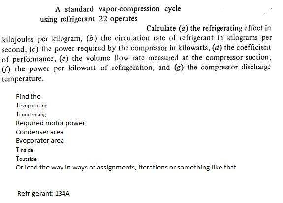 A standard vapor-compression cycle using refrigerant | Chegg.com