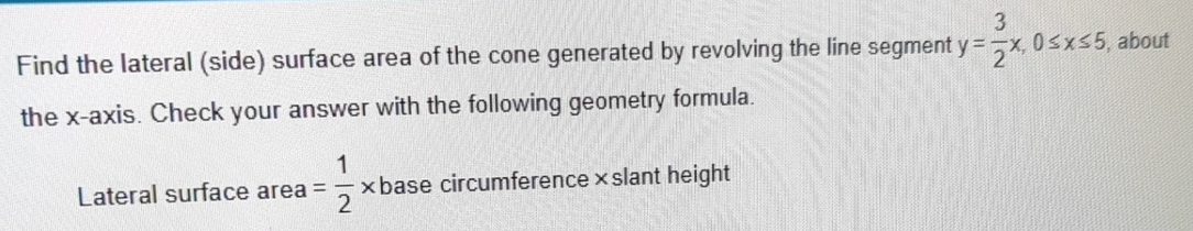 Solved Find the lateral (side) ﻿surface area of the cone | Chegg.com
