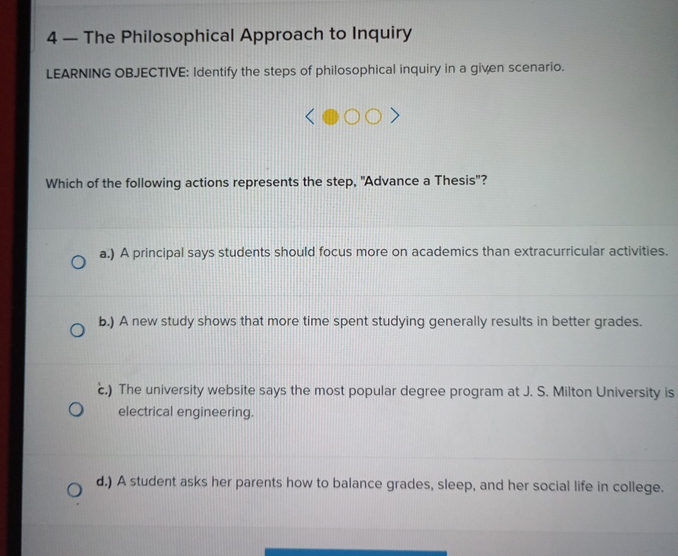 Solved 4- ﻿The Philosophical Approach to InquiryLEARNING | Chegg.com