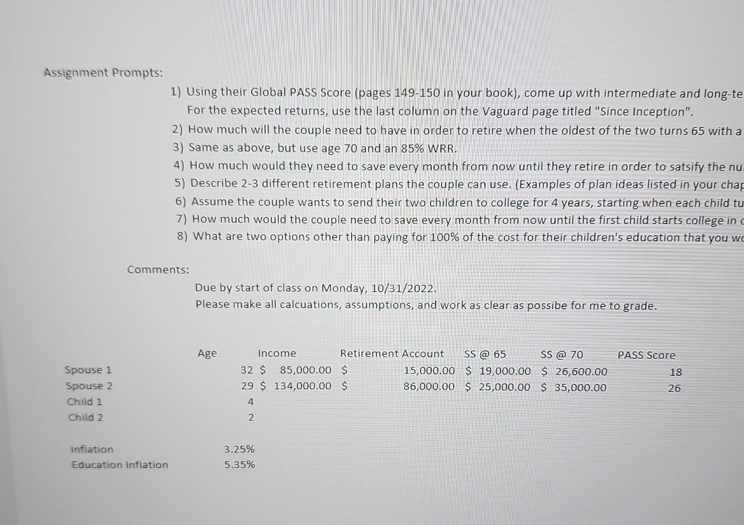 1) Using their Global PASS Score (pages 149-150 in | Chegg.com