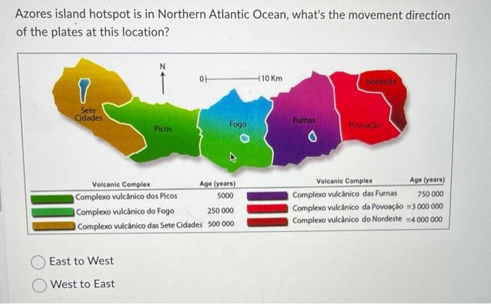 Solved Azores island hotspot is in Northern Atlantic Ocean, | Chegg.com