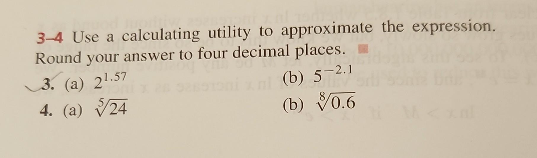 Solved 3-4 Use a calculating utility to approximate the | Chegg.com