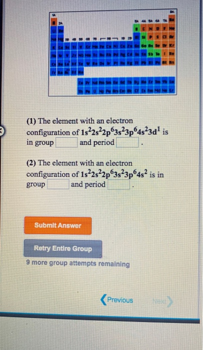 Solved (1) The element with an electron configuration of | Chegg.com