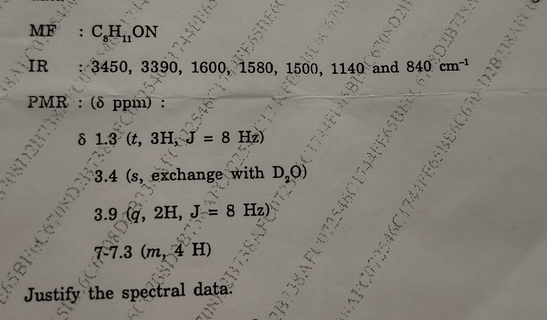 Solved =(8(Hz)=(8HzJustify the spectral data. | Chegg.com
