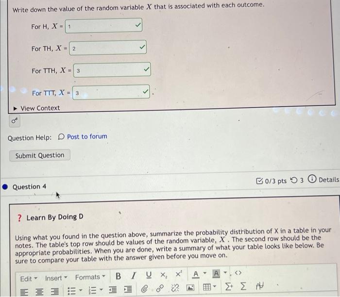 Solved Write down the value of the random variable X that is | Chegg.com