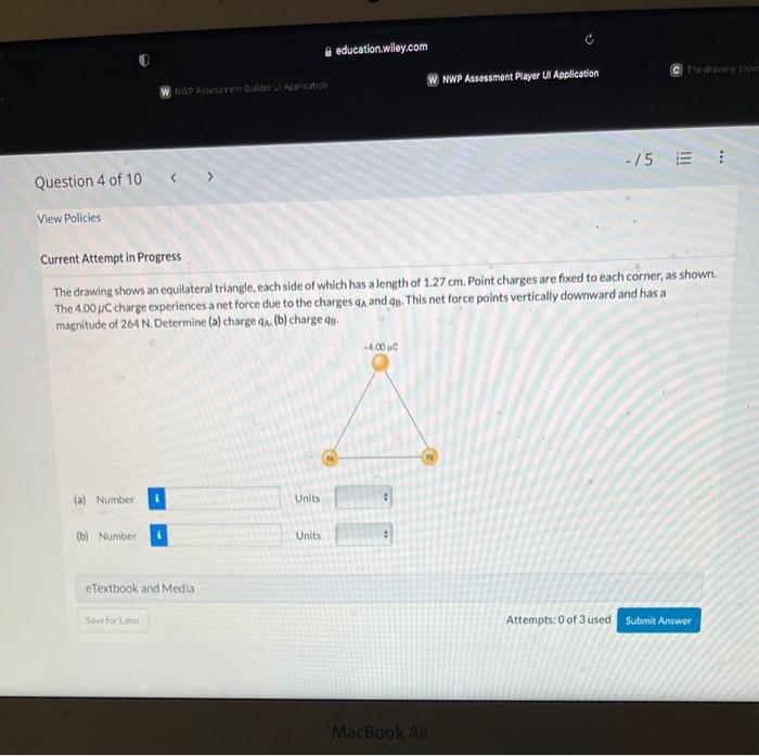 Solved The drawing shows an equilateral triangle, each side | Chegg.com