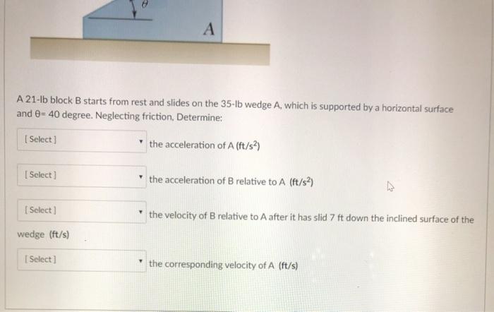 Solved B 0 A A 21-lb block B starts from rest and slides on | Chegg.com