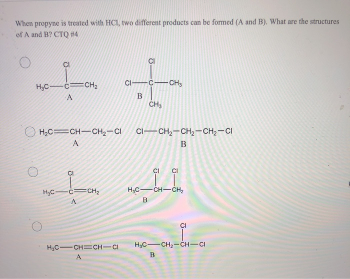 Solved When propyne is treated with HCI, two different | Chegg.com