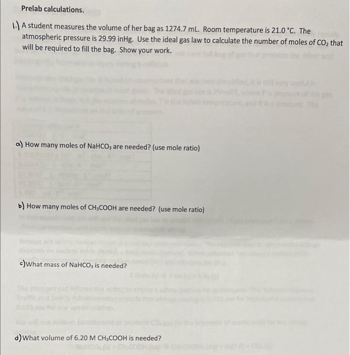 Solved Prelab calculations. 1.) A student measures the | Chegg.com