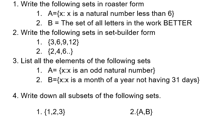Solved Write the following sets in roaster form ﻿is a | Chegg.com