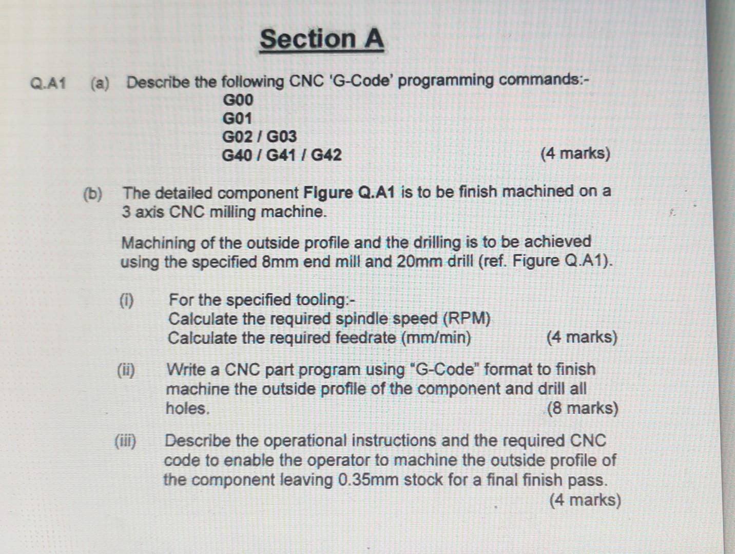 Solved Section A Q.A1 (a) Describe the following CNC | Chegg.com