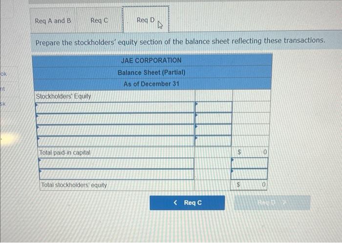 Solved JAE Corporation completed the following transactions | Chegg.com