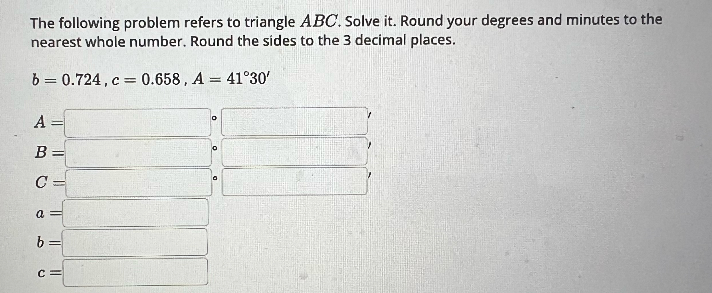 Solved The following problem refers to triangle ABC. Solve | Chegg.com