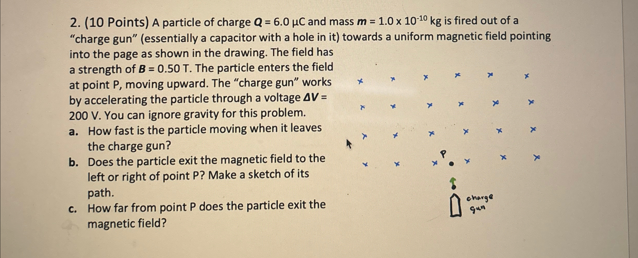 Solved (10 ﻿Points) ﻿A particle of charge Q=6.0μC ﻿and mass | Chegg.com