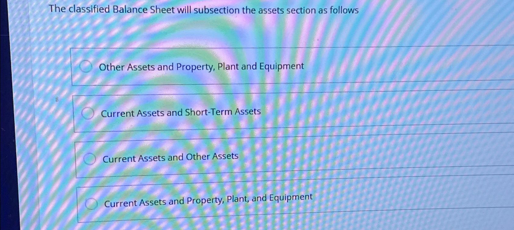 Solved The Classified Balance Sheet Will Subsection The Chegg