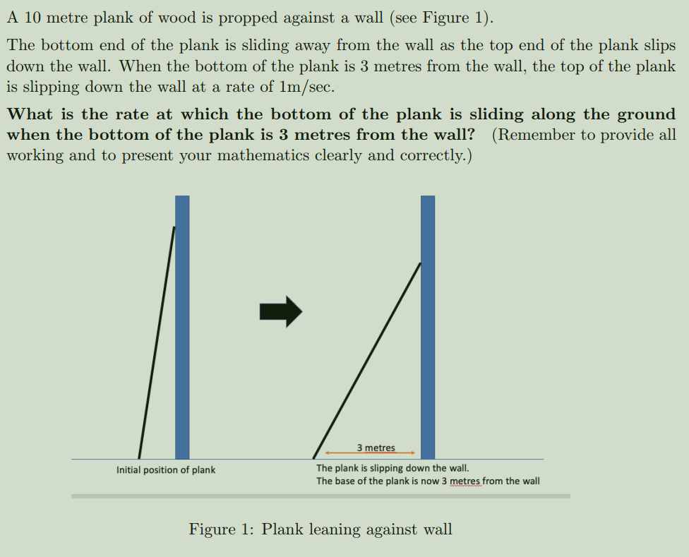 Solved A 10 ﻿metre plank of wood is propped against a wall | Chegg.com