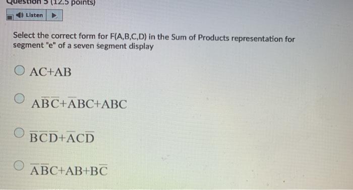 Solved 3 Select the correct Product of Sums representation | Chegg.com