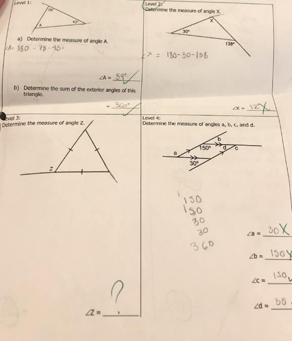 Solved Level 1: 78 43° a) Determine the measure of angle A. | Chegg.com